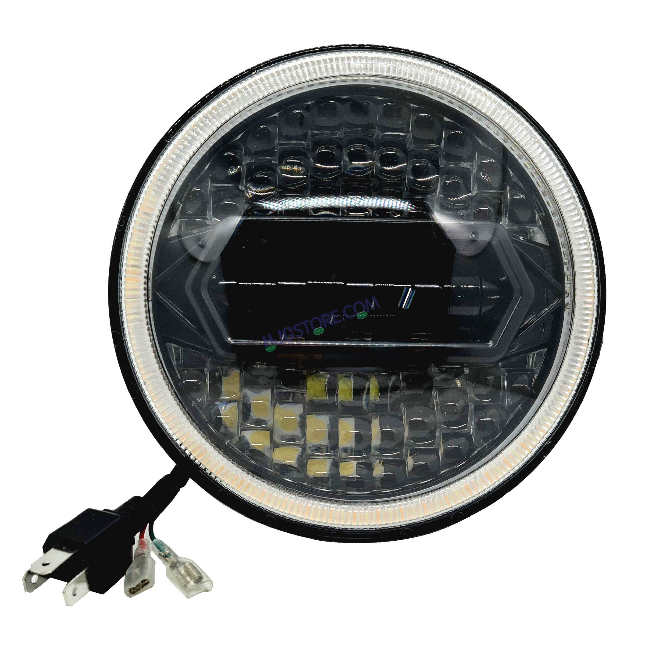 HJG 7 Inch Diamond Cut Round Led Headlight Fits in Royal Enfield all m