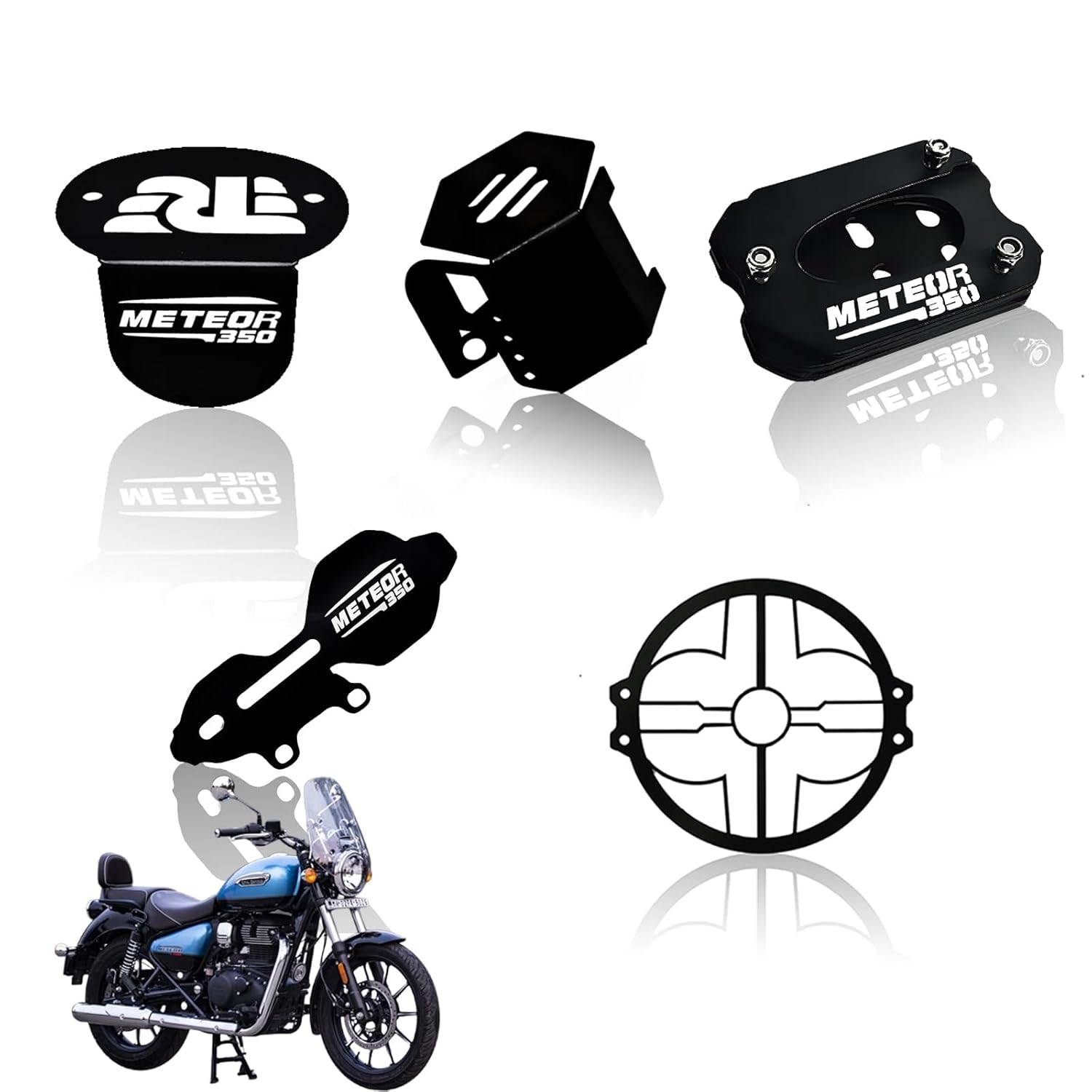 MOTO GENIUS Meteor 350 Motorbike Accessories Kit | Metal Flower Shape