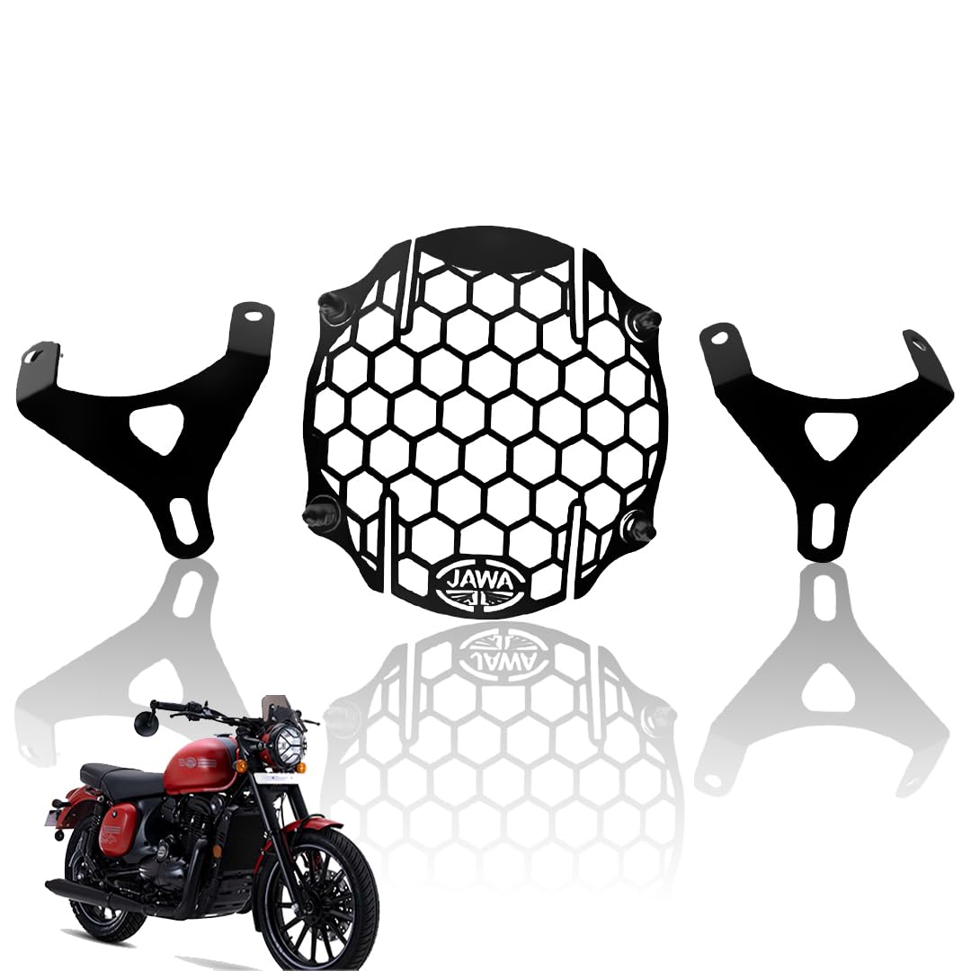 MOTO GENIUS Front Headlight Grill Guard for JAWA 42 | Durable Metal Pr