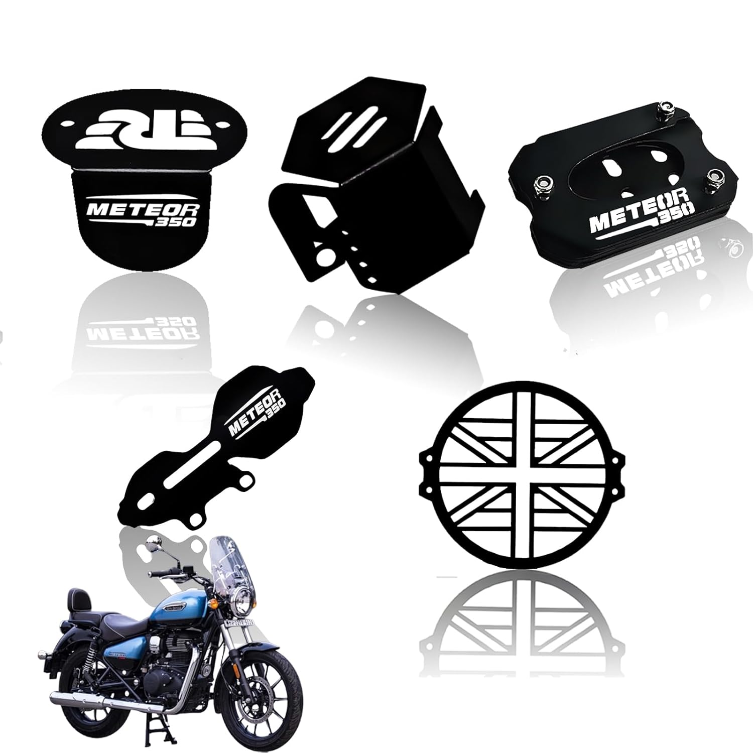 MOTO GENIUS Meteor 350 Motorbike Accessories Kit | Metal Plus Shape He