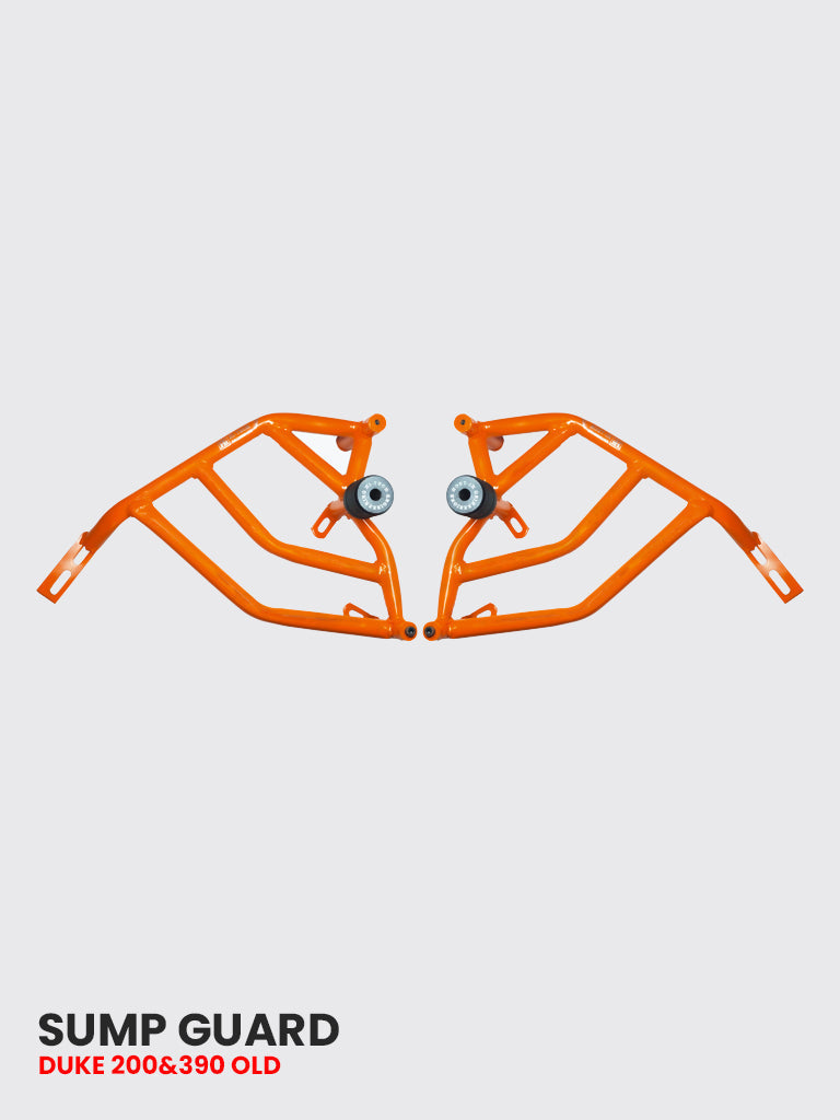 HITECH DUKE 125,200 CRASH GUARD, OLD MODEL – ORANGE WITH 2 METAL SLIDE